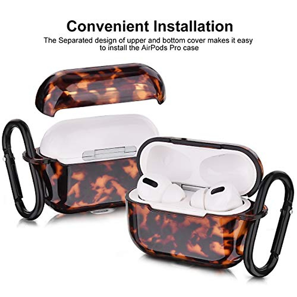 AirPods Pro Case AIRSPO Clear Case for AirPods Pro Charging Case Soft TPU Airpod Pro Protective Case 2019 with Keychain Airpods Pro Protective Cover Skin（Tortoiseshell）