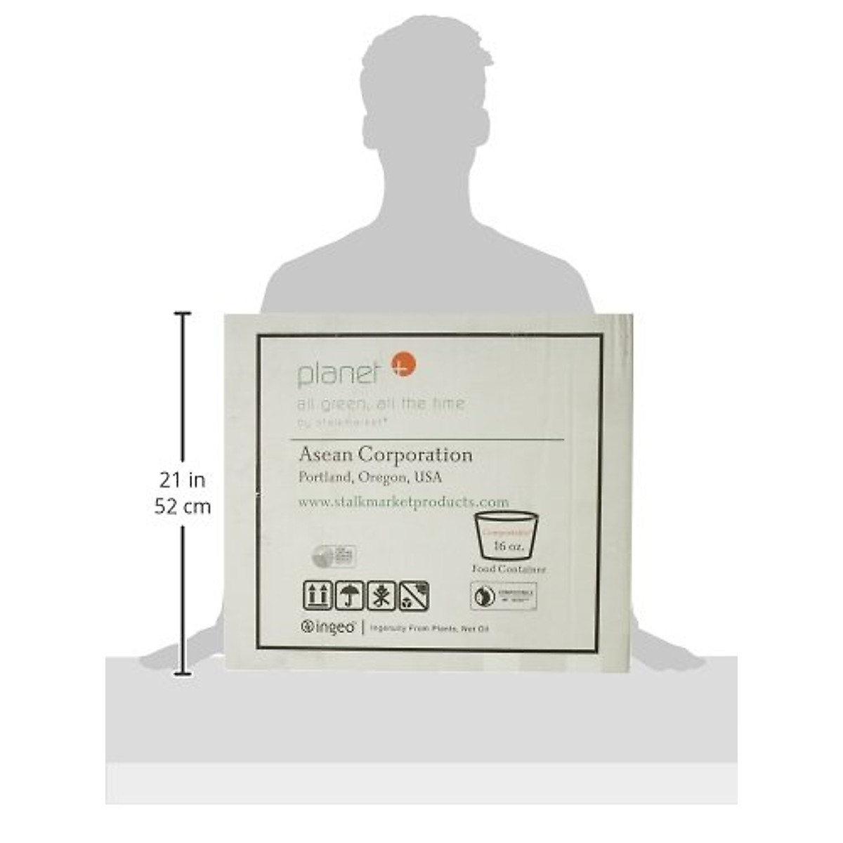 Planet+ 100% Compostable PLA Laminated Food Container, 16-Ounce, 500-Count Case