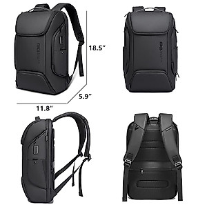 OZUKO Business Smart Laptop Backpack Men's Anti-Theft Backpack 15.6 Inch Laptop Bag Weekender Carry On Backpack (Black A)