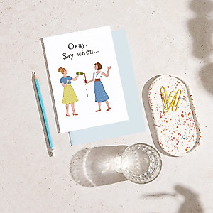 Huxters ‘Say When’ Birthday card for her A5 Wine Lovers Happy Birthday Card - Sassy and Unique Gift for Her - Includes Envelope - Fun Slogan Illustrated Greetings Card, FSC Certified Paper