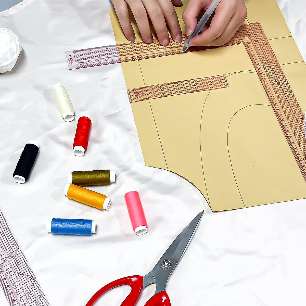 KEARING 12 Inch Plastic L-Square Ruler Clear Sewing Ruler for Pattern Making, Fabric Sewing Measuring Supplies