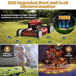 Solar Powered Ground Lights 8 Pack,IP68 Waterproof LED Solar Lights Outdoor Garden Decorative Solar Disk Lights,Solar Landscape Path Lighting for Pathway Yard Walkway Lawn Driveway(Warm White)