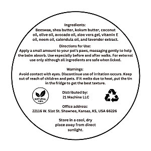 Dog Balm - Natural Paw and Nose Balm for Dogs – Safe if Licked – Vet Formulated Paw Balm - Dog Moisturizer for Paws and Nose - Made in USA