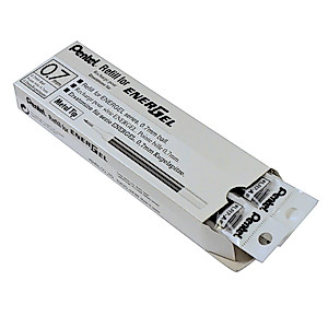 Pentel Refill Ink for BL57/BL77 EnerGel Liquid Gel Pen, Box of 12, 0.7mm, Metal Tip, Black Ink (LR7-A-12)