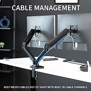 VIVO Dual Monitor up to 32 inches and 19.8 lbs per Screen, Pneumatic Arm Desk Mount, Articulating Counterbalance, VESA Stand, Classic, STAND-V002O