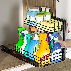 Under Sink Organizer, Pull Out Cabinet Organizer, 2-Tier Under Sink Organizers and Storage