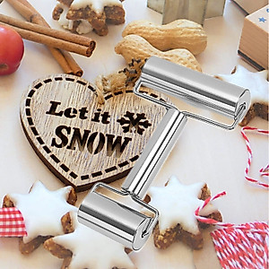 Pastry Pizza Roller, Smooth Non Stick Stainless Steel Rolling Pin Time-Saver Pizza Dough Roller for Home Kitchen Baking Cooking, H Shape Rolling Pins