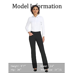 Safort 28" 30" 32" 34" Inseam Regular Tall Bootcut Yoga Pants, 4 Pockets, UPF50+, 31 Inseam, Black, XXXL