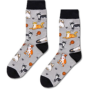 HAPPYPOP Funny Cat Gifts for Cat Lovers Cat Dad Gifts, Novelty Cat Socks Crazy Silly Fun Socks for Men Daddy Husband
