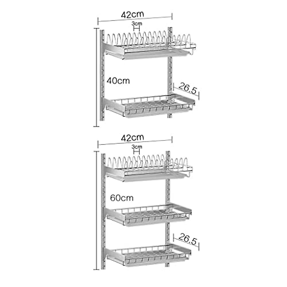 JUNXIAN Dish Rack Dish Rack, Dish Drainer, Kitchen Dish Rack Storage Shelf, 2 Tier Dish Rack Holder, Dish Drying Rack Dish Containers(A)