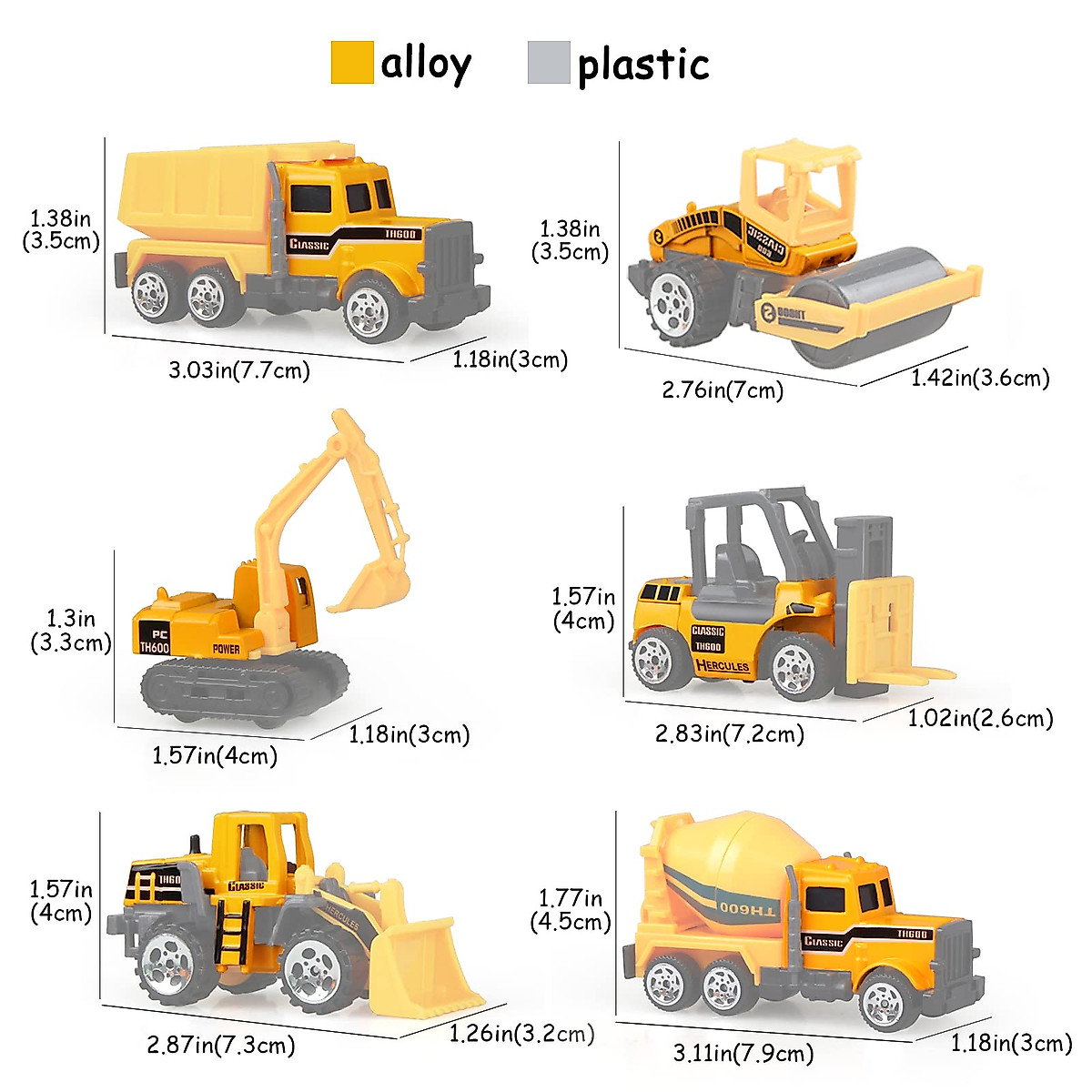 Hapavis Diecast Engineering Construction Vehicle Toy Set Alloy Metal Car Toys Set for Toddlers Kids Boys & Girls