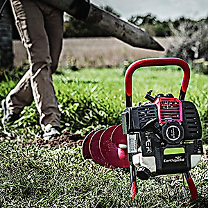 Earthquake E43 1-Person Earth Auger Powerhead, 43cc 2-Cycle Viper Engine, 30:1 Transmission, 5 Year Limited Warranty, Red or Black Auger Bit