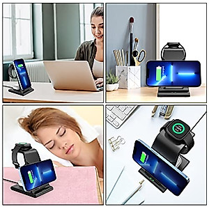 3 in 1 Charging Station for Fitbit Versa 3 Fitbit Sense, Charger Wireless Compatible with iPhone 14/14 Pro Max/13/12/11, for Samsung Galaxy S22 S21 Note20, for AirPods Pro/3, Galaxy Buds 2/Pro