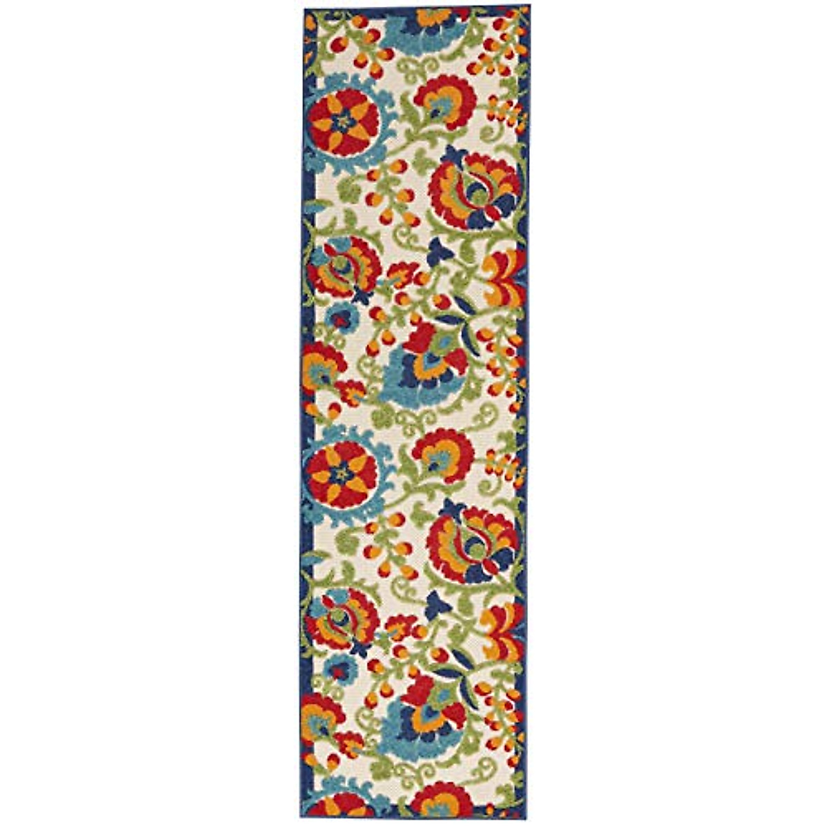 Nourison Aloha Indoor/Outdoor Multicolor 2' x 6' Area-Rug, Easy-Cleaning, Non Shedding, Bed Room, Living Room, Dining Room, Deck, Backyard, Patio (2x6)