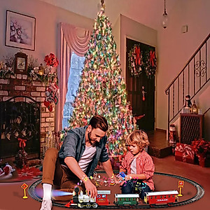 Remote Control Train Set-Electric R/C Train Toy for Kids-Christmas Train Toy w/Sounds & Lights,Railway Kits Passenger Coach & Tracks Game,Gift for Boys Girls 3 4 5 6 7 8+ Year Old Kids