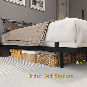 SAVOLIFE Floating Bed Frame Queen Size with LED Light, Metal Platform Bed Frame, No Box Spring Needed, Easy Assembly