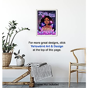 African American Girls Wall Art - Black Art - Little Girls Bedroom Decor - Teen Room - Inspirational Positive Quotes Wall Decor - Motivational Poster - Uplifting Encouragement Daughter Gifts for Women