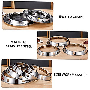 Alipis 4 Pcs Wok Rack Gas Burner Bassinet Stand Stainless Steel Saute Pan Pressure Cooker Steam Rack Gas Stove Range Wok Stand Heat-Proof Pot Stand Heat-Proof Pot Holder Steam Holder Air