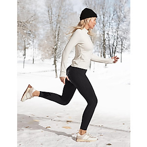 Ewedoos Fleece Lined Leggings Women with Pockets Thermal Leggings for Women High Waisted Winter Warm Workout Yoga Pants New Black