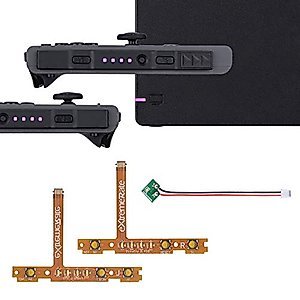eXtremeRate Firefly LED Tuning Kit for Nintendo Switch Joycons Dock NS Joycon SL SR Buttons Ribbon Flex Cable Indicate Power LED - Violet (Joycons Dock NOT Included)