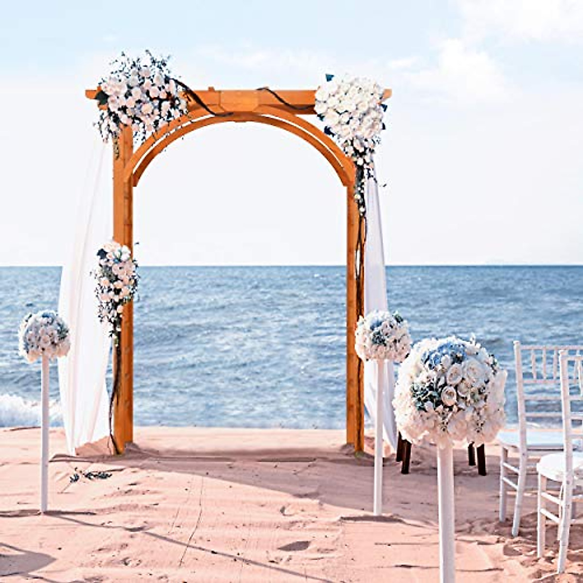 Yaheetech Wedding Arches 7FT Wood Backdrop Stand Wooden Garden Trellis Arbor Climbing Arbor Arch for Ceremony Planting Garden Patio Greenhouse Bridal Party Decoration Decor