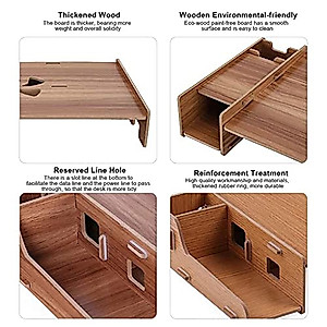 ROLTIN Wooden Computer Monitor Stand Riser Desktop Storage Shelf Laptop Stand Organizer Monitor Holder for Home Office Supplies