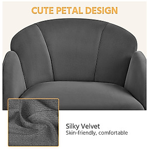 Topeakmart Cute Desk Chair for Home Office Makeup Vanity Chair with Armrests for Bedroom Modern Swivel Rolling Chair for Women Dark Gray