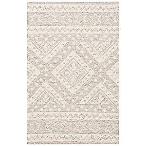 Safavieh Micro-Loop Collection 2'6" x 4' Beige/Ivory MLP501B Handmade Moroccan Boho Tribal Premium Wool Accent Rug