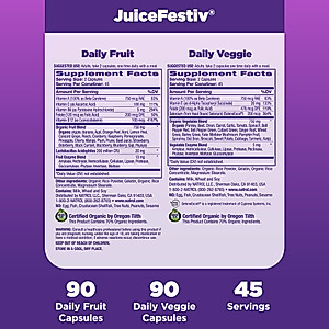 Natrol JuiceFestiv Daily Fruit & Veggie with SelenoExcell and Whole-Food [Phyto]Nutrients, Dietary Supplement Supports Better Nutrition (& overall well-being), 90 Capsules (Pack of 2), 45 Day Supply