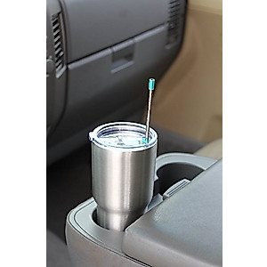 RAINIER Stainless Steel Metal Drinking Straws | Fits Yeti RTIC or Any 20 or 30 oz Tumbler| Extra Long Reusable Ecofriendly | Set of 8 Angled Straws with Silicone Silencers, Comfort Tips, 2 Brushes