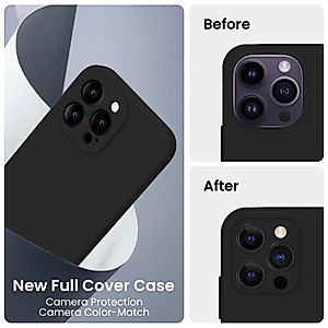 FireNova Designed for iPhone 14 Pro Max Case, Silicone Upgraded [Camera Protection] Case with [2 Screen Protectors], Soft Anti-Scratch Microfiber Lining Inside, 6.7 inch, Black