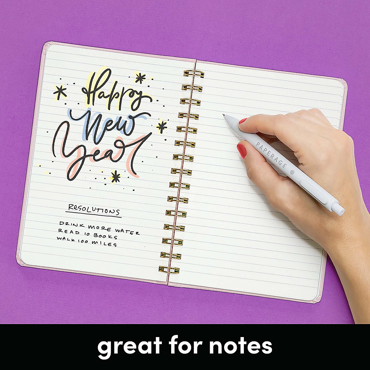 PAPERAGE Lined Spiral Journal Notebook, (Burgundy), 160 Pages, Medium 5.5 inches x 8 inches - 100 GSM Thick Paper, Hardcover, Double-Wire Spiral Journal & Notebook