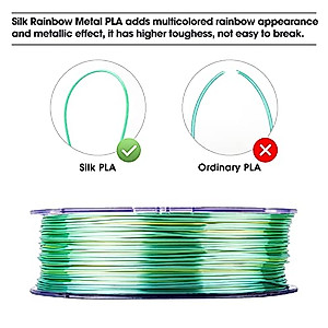 eSUN Silk Rainbow Metal PLA Filament 1.75mm, Silky Multicolored 3D Printer Filament PLA, 1KG Gradient Changing Multicolor Filament for 3D Printer, Silk Rainbow Multicolor
