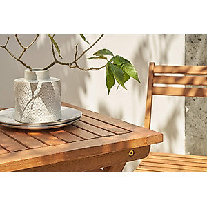 Vifah V1381 Outdoor Wood Folding Bistro Set with Square Table and Two Chairs