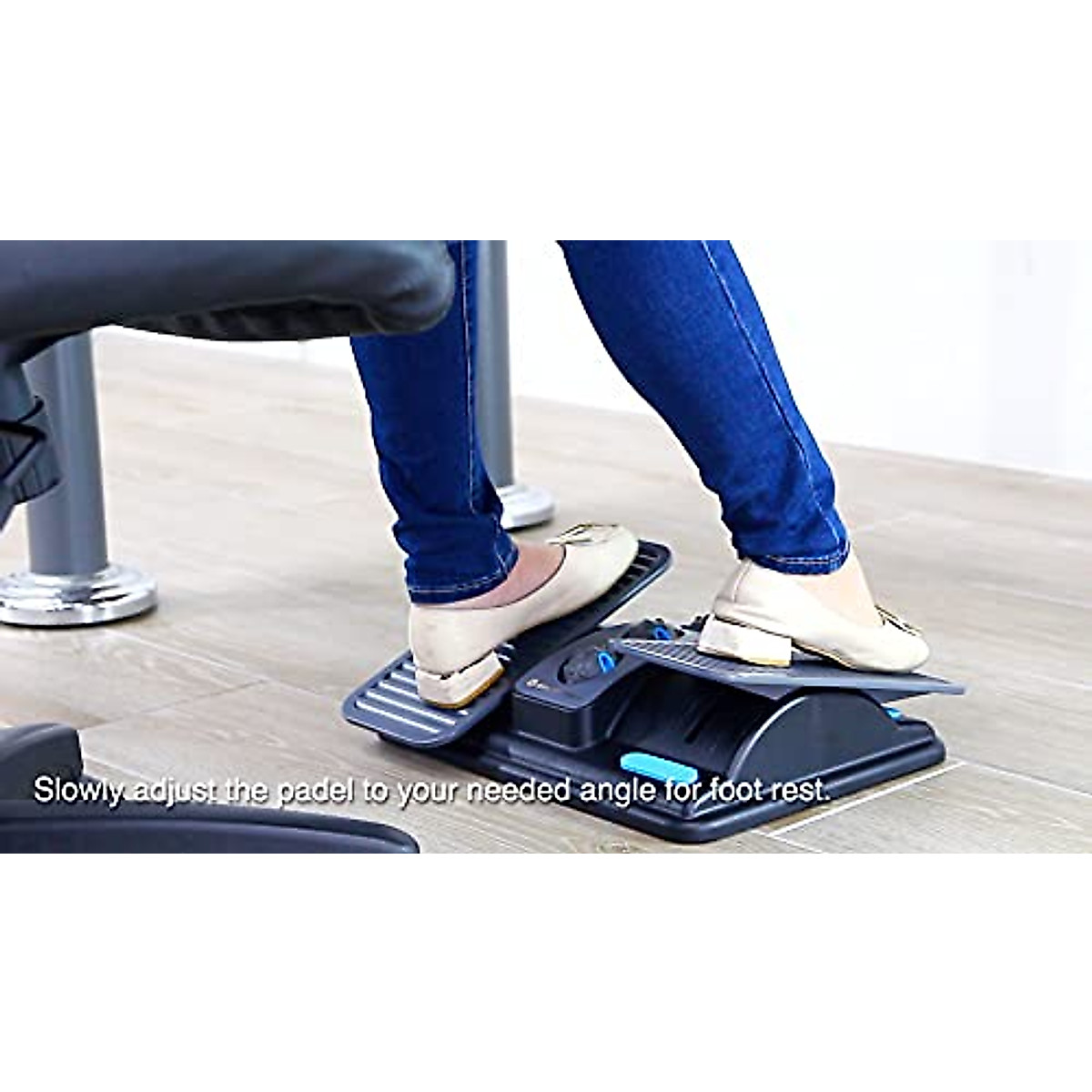Balance 1 Ergonomic Office Footrest for Sitting Posture Correction Footrest with Massage Roller Under Desk Footrest for Home, Office (Grey)