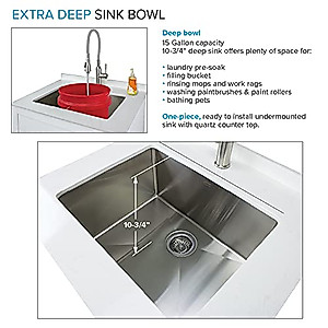 Transolid TCG-3025-WC All-in-One 29 in. x 25.5 in. Quartz Undermount Laundry/Utility Sink and Cabinet with Faucet in Matte White