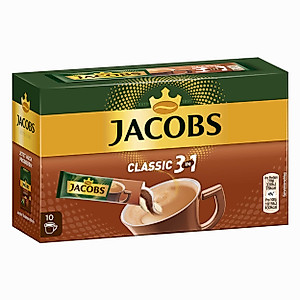 Jacobs 3in1 Classic Instant Coffee Sticks, 10 Single Servings (Pack of 1)