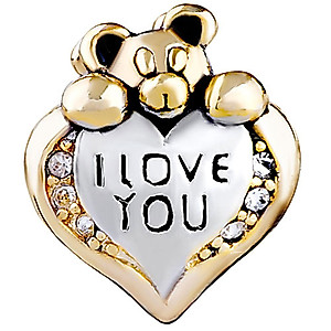 CharmSStory Heart I Love You Teddy Bear Charm Beads for Bracelets