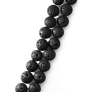 Cousin DIY Natural Black Lava Stone Loose Round 8mm Aromatherapy Beads for Essential Oils and DIY Jewelry Making
