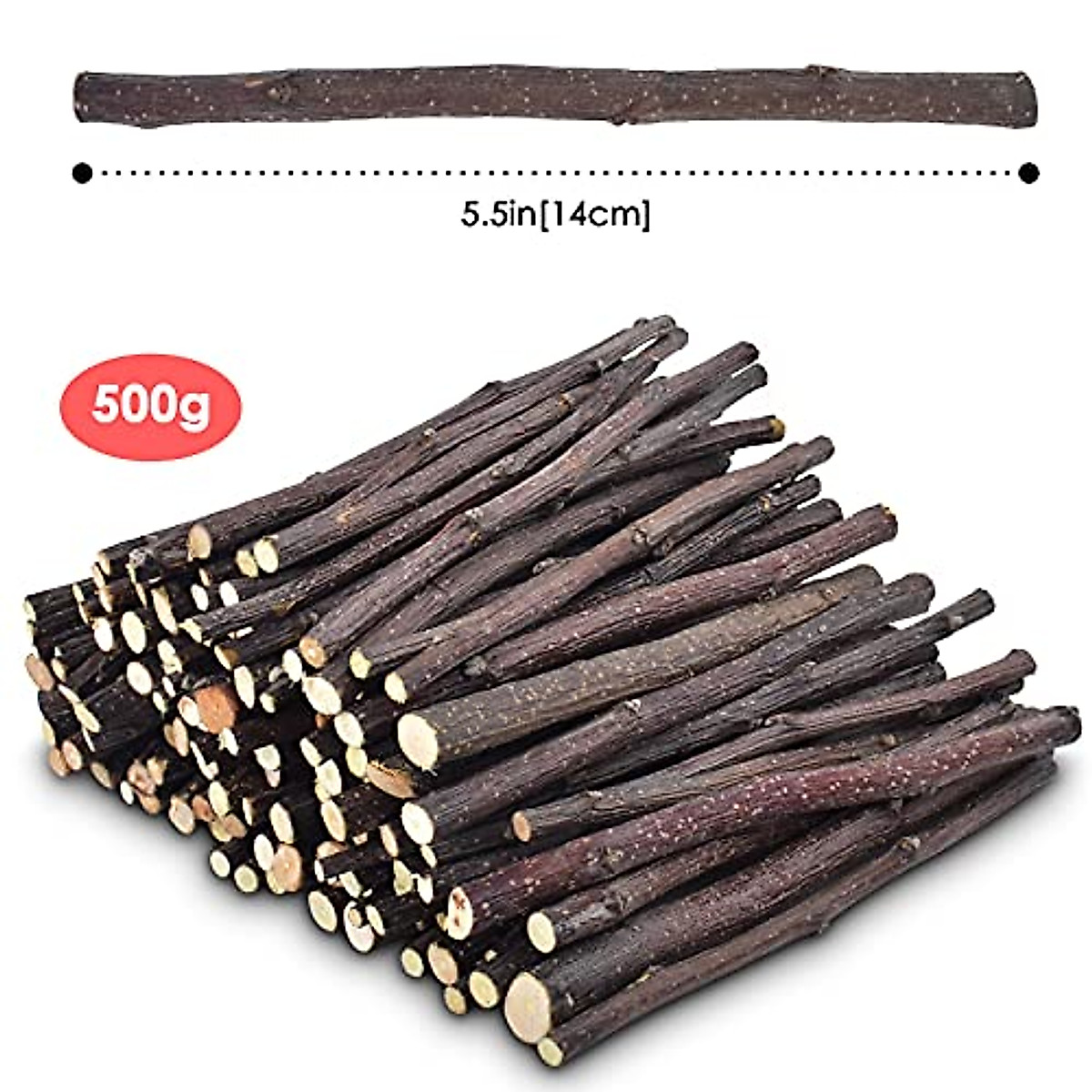 ERKOON 300g or 500g Natural Apple Sticks Small Animals Molar Chew Toys Apple Branch Chew Treats for Hamster Rabbit Chinchilla Bunny Guinea Pig Squirrel 