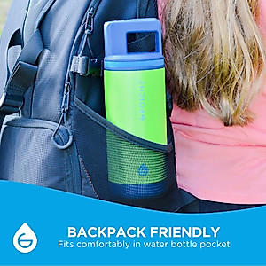 GROSCHE Alpine Flip n' Sip 16oz Insulated Kids Water Bottle - Stainless Steel, Leakproof Flask with Straw - Perfect for Gym, Travel & Outdoor Use - Keeps Water Cold upto 60 hrs - Dino Green