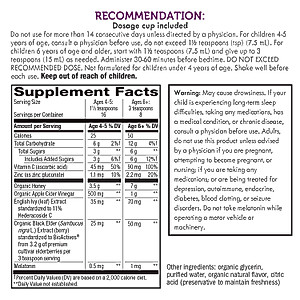 Nature's Way Sambucus HoneyBerry NightTime Cough Syrup for Kids, Soothes Occasional Cough Due to Horseness, Dry Throat & Irritants and Melatonin for Occasional Sleeplessness*, 4 Fl Oz.