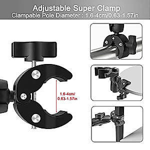 Sequpr Camera Clamp Mount for Gopro, Super Clamp Adapter Double Head Multifunction Holder for Motorcycle, Photography Light Fixture Bracket,Umbrella,Selfie Stick,Reflector