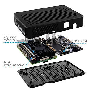 GeeekPi DeskPi Lite for Raspberry Pi 4, Pi 4 Case with Power Button/Heatsink with PWM Fan,32GB Card,QC3.0 Power Supply for Raspberry Pi 4B