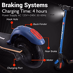 Hurtle Upgraded Portable Folding Electric Scooter - Foldable Commuter Scooter W/ 250w Motor, Inflatable Tire, LED Display, 3 Speed Up to 15.5mph, 15 Miles Range, Hand Brakes - for Adult & Kids S10