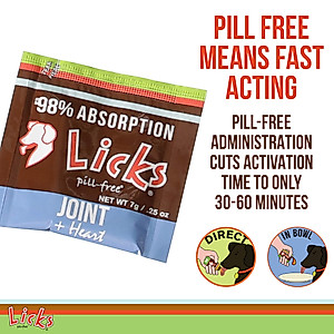 Licks Pill-Free Dog Joint and Heart - Glucosamine & Omega 3 Fish Oil Supplement for Dogs - Inflammation Supplements for Joint Support - Gel Packets - 30 Use