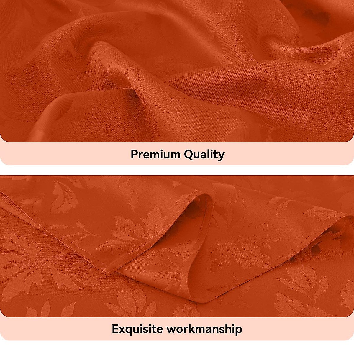 Romanstile Fall Jacquard Rectangle Tablecloth - Thanksgiving Harvest Waterproof Table Cloths Autumn Heavy Weight Fabric Table Covers for Dinner/Parties/Holiday - 52 x 70 Inch, Burnt Orange