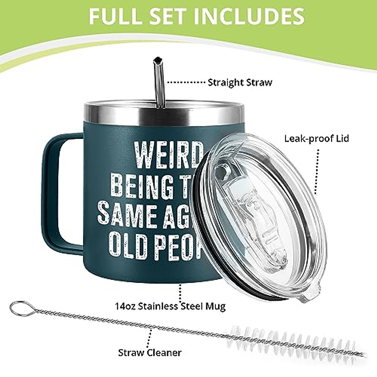 Birthday Gifts for Men Women - 14oz Coffee Tumbler Mug - Unique Funny Gift Ideas for Dad Father Husband Grandpa Him 30th 40th 50th 60th 70th 80th from Daughter Son Friends