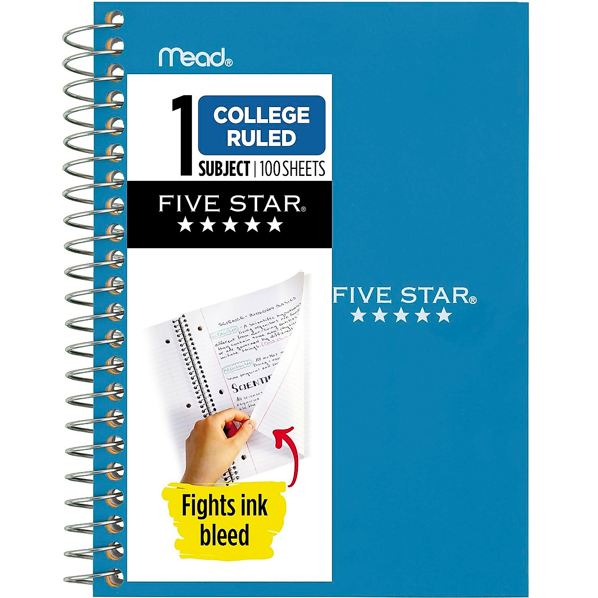 Five Star Personal Spiral Notebook, 1-Subject, College Ruled Paper, 7" x 4-3/8", Small Size, 100 Sheets, Teal Blue (45484AA4)