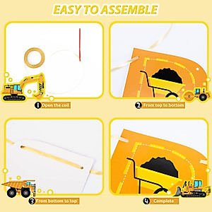 Refasy Birthday Party Decorations for Kids,Dump Truck Party Decorations Kits Construction Birthday Party Supplies Foil Balloons,Banner,Cake Toppers for 3 Year Olds Birthday Party